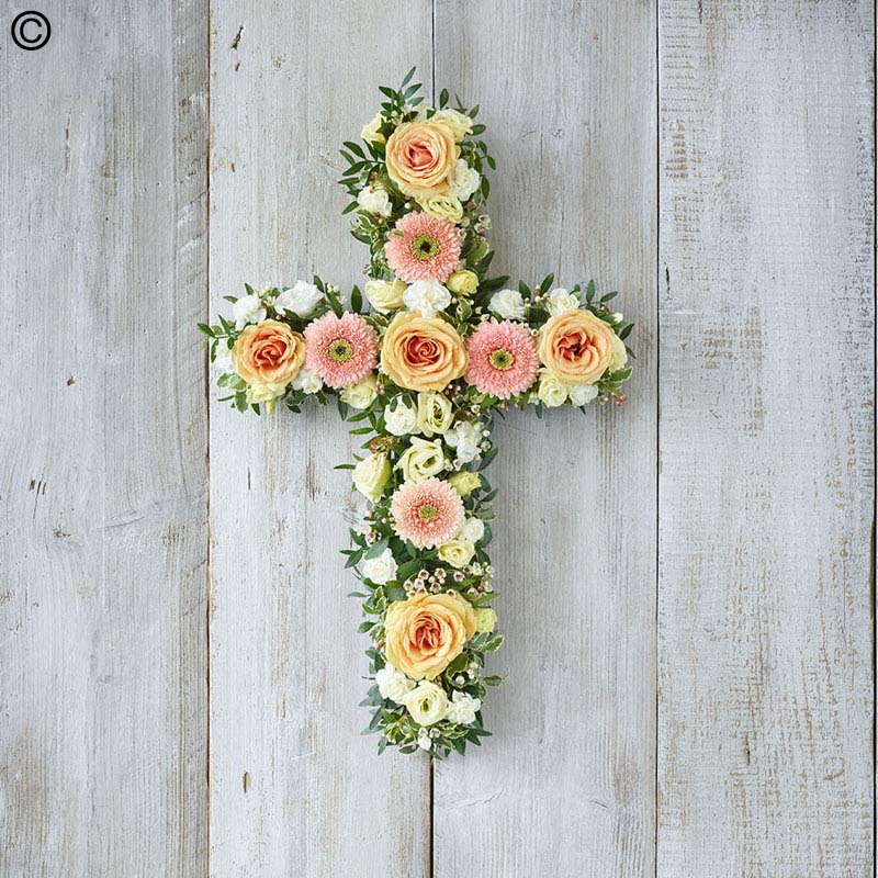 Pastel Cross Standard – Sweeneys Florist